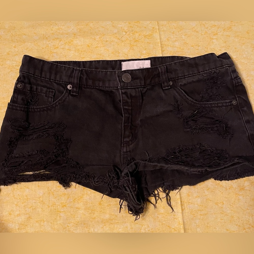 Garage Black Ripped Flirty Festival Shorts - Gem